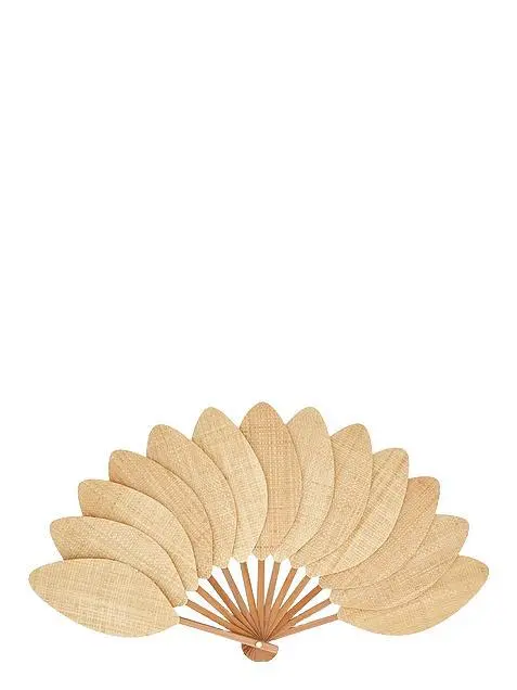 EVA VENTAI Large Palmette Raffia Classic Format Fan - Natural