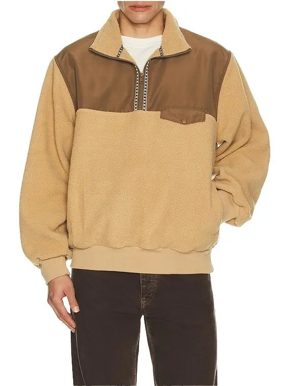RHYTHM Pfeiffer Sherpa Fleece Quarter Zip - Oak