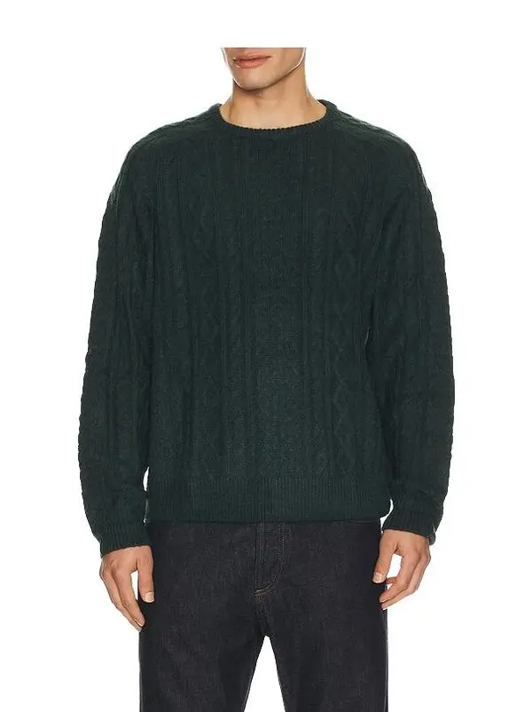 RHYTHM Mohair Fisherman's Knit Sweater - Pine