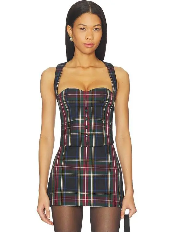 Retrofete Donella Waistcoat - Black Tartan