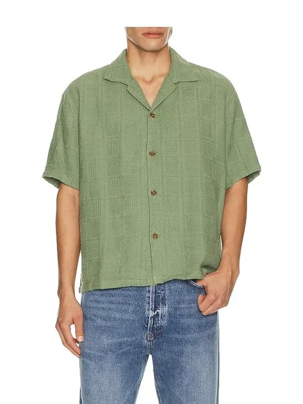 RHYTHM Oasis Shirt In Green - Desert Grass