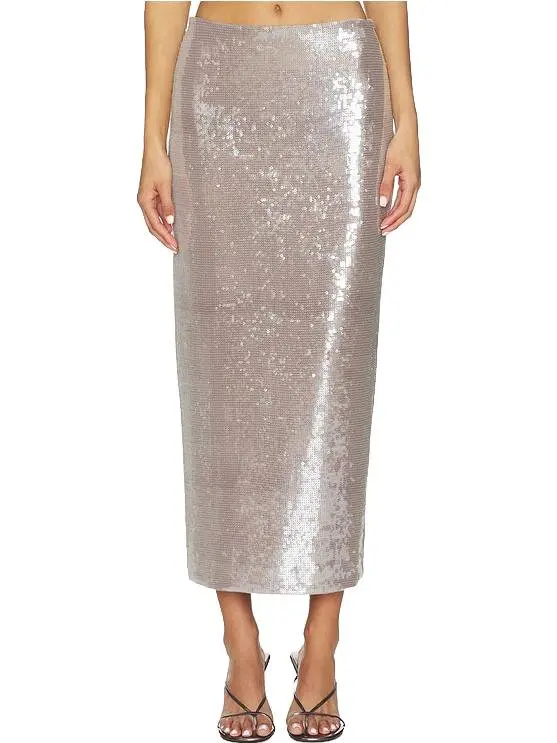 ELODIE THE LABEL Sequin Midi Skirt - Mink