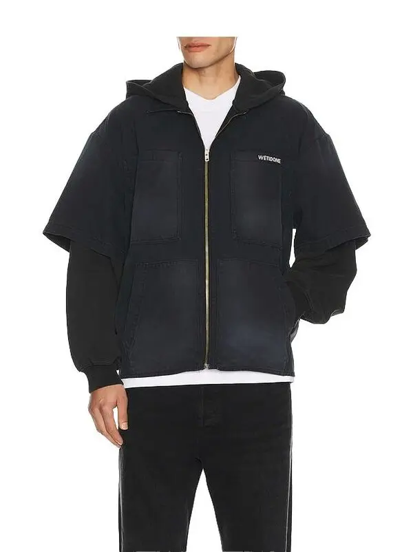 We11Done Layered Hoodie Jacket - Black