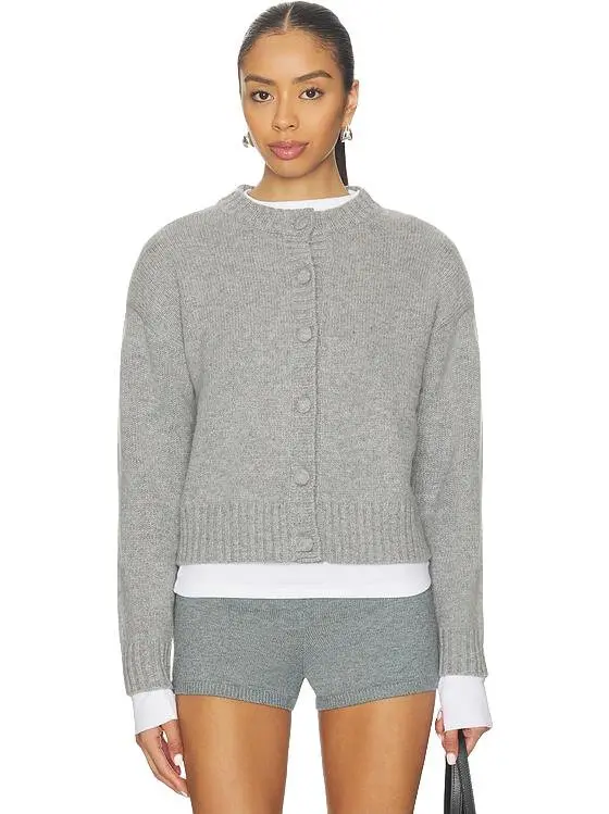 AEXAE Cashmere Cable Padded Cardigan - Dark Grey