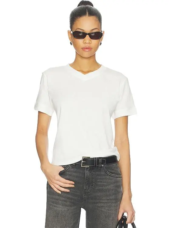 EB DENIM Henry V Neck Tee - White