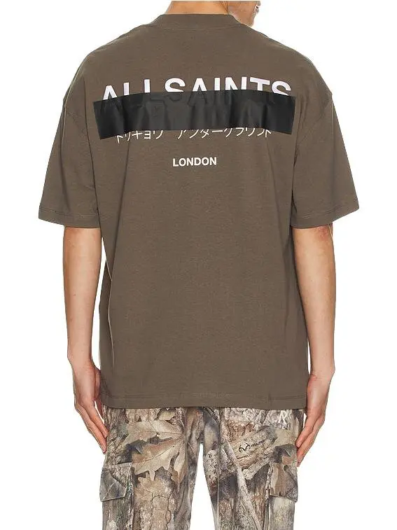 ALLSAINTS Redact Crew Tee In Taupe - Forest Green