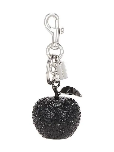 COACH Small Crystal Apple Bag Charm - Black