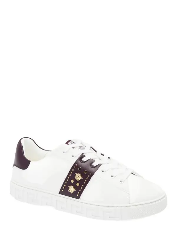 Versace Studded Greca Sneakers - White Mulberry Gold