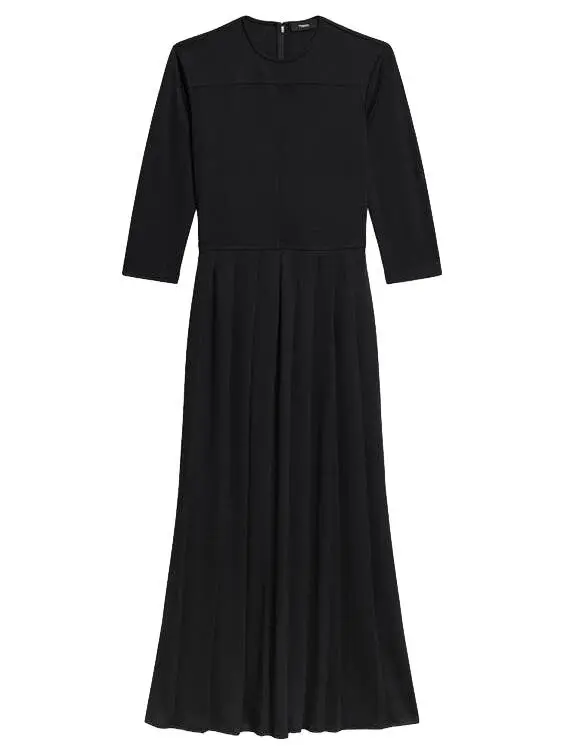 Theory Long Sleeve Pleated Dress - Black