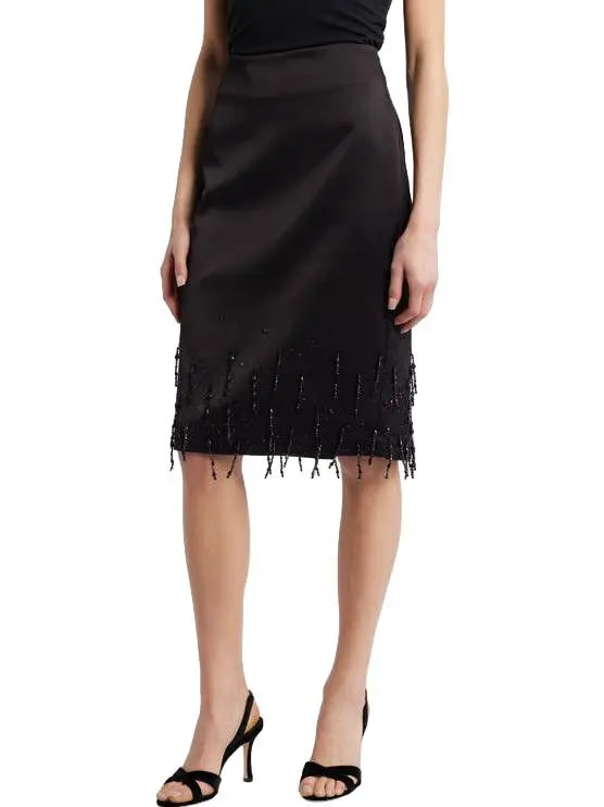 Mango Crystal Trim Midi Skirt - Black