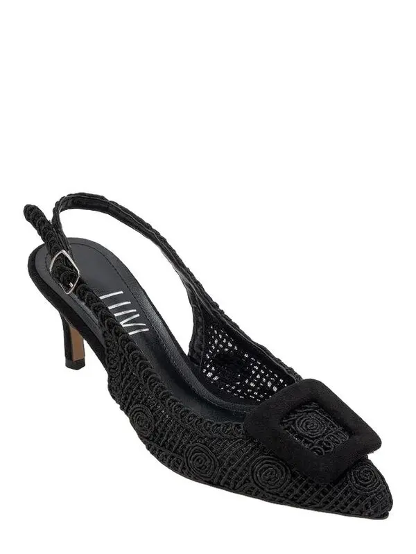 PROLOGUE SHOES Ensley Knitted Pointed Toe Pumps - Black