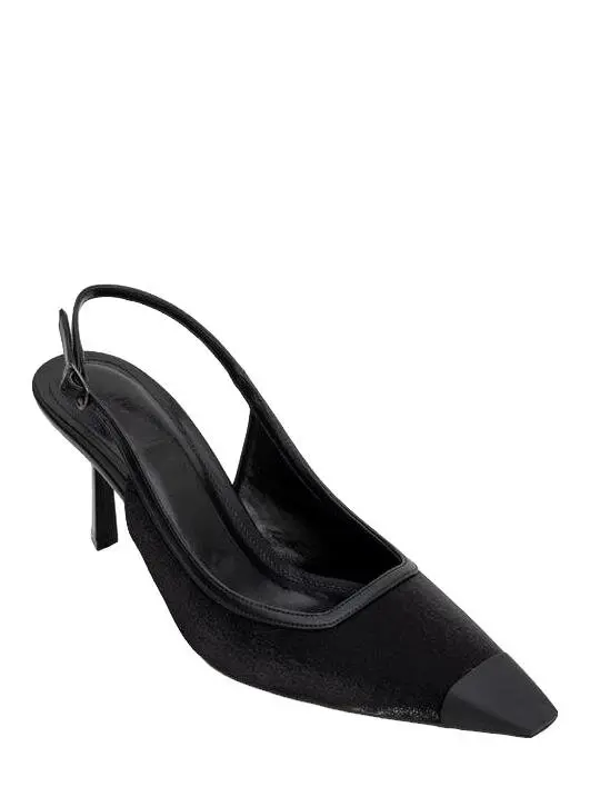 PROLOGUE SHOES Alive Satin Slingback Pumps - Black Satin