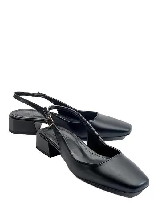 PROLOGUE SHOES Round Toe Slingback Pumps - Black