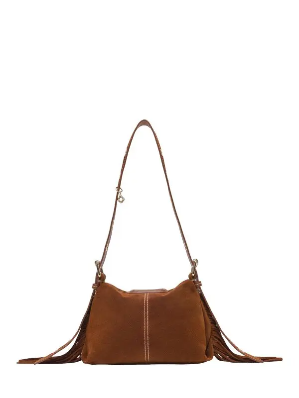 Maje Miss M Mini Bag In Suede - Brown