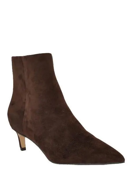 Nine West Pointed Toe Kitten Heel Bootie - Dark Brown Suede