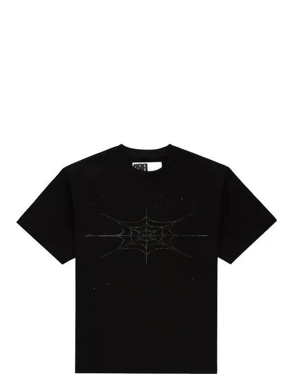 SP5DER Rhinestone Silk T-shirt - Black
