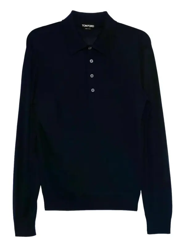 TOM FORD Wool Polo Shirt - Blue