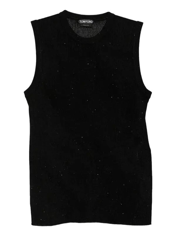TOM FORD Sequin-embellished Ribbed Tank Top - Black