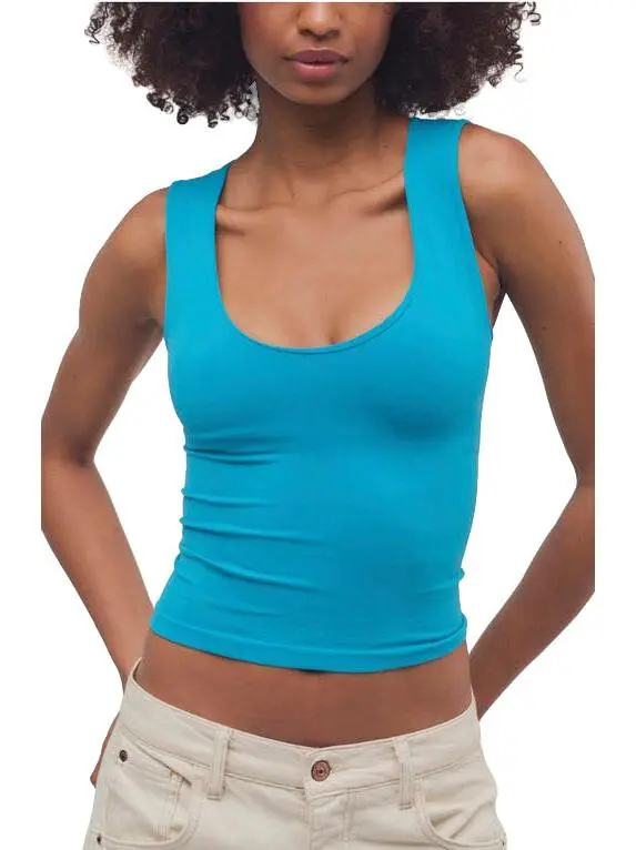 Free People Clean Lines Seamless Crop Muscle Tank - Hyper Teal