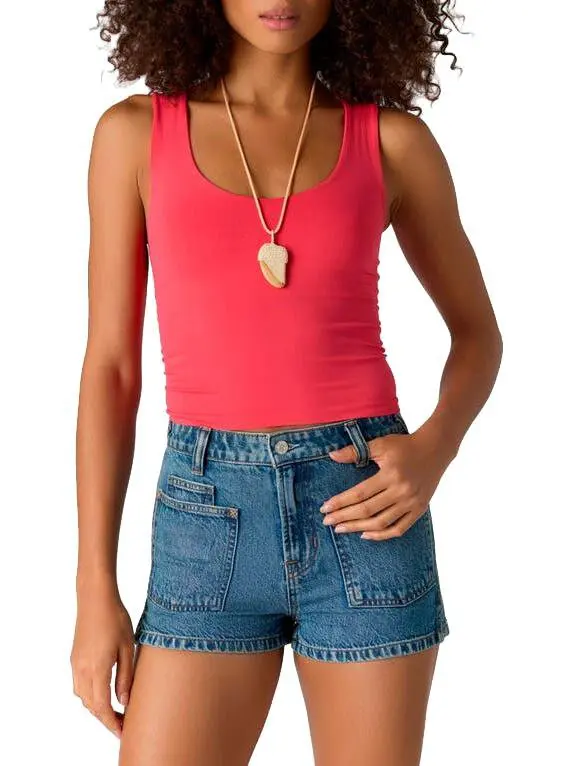 Free People Clean Lines Seamless Crop Muscle Tank - Tart Berry