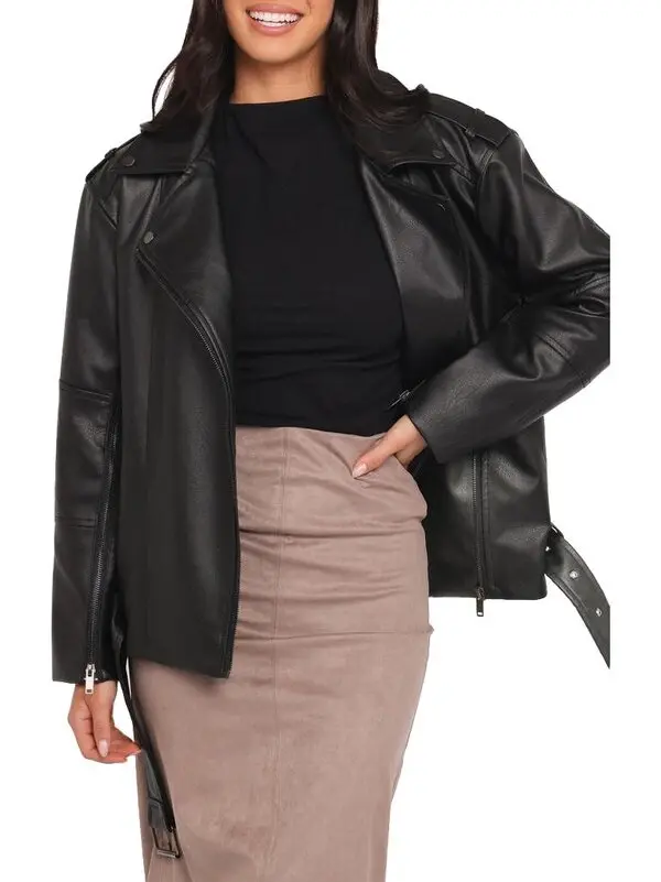 PETAL & PUP Parsons Faux Leather Jacket - Black