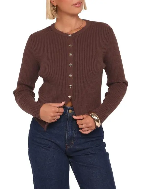 PETAL & PUP Circle Rib Cardigan - Chocolate