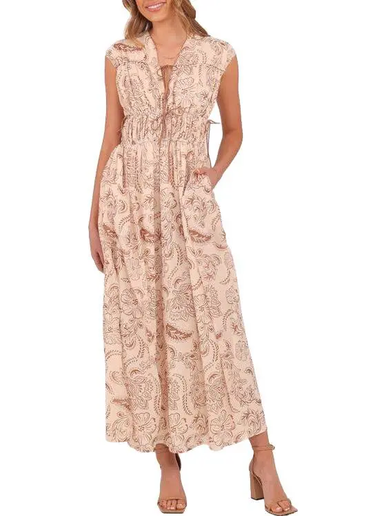 PETAL & PUP Safira Paisley Floral Maxi Dress - Brown Paisley