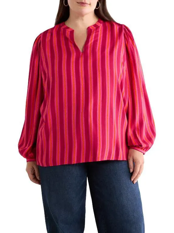 SUGARLIPS Clarisa Stripe Top - Fuchsia-orange