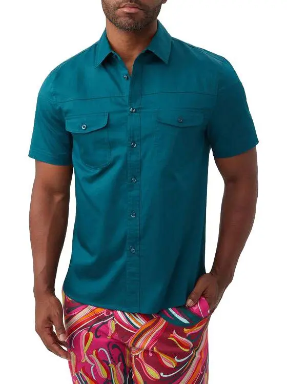 Mr Turk Shelton Short Sleeve Button-up Shirt - Greenwich Green