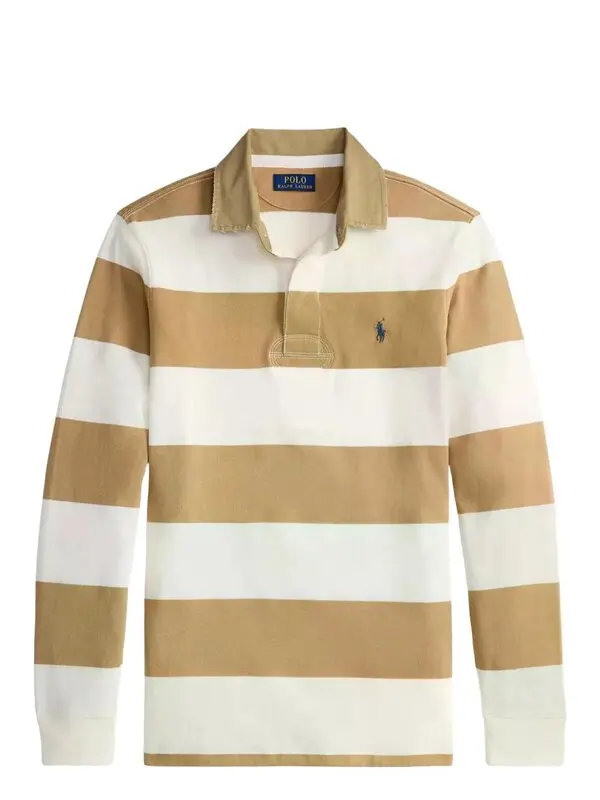 Polo Ralph Lauren Striped Collared Rugby Polo Shirt - Brown