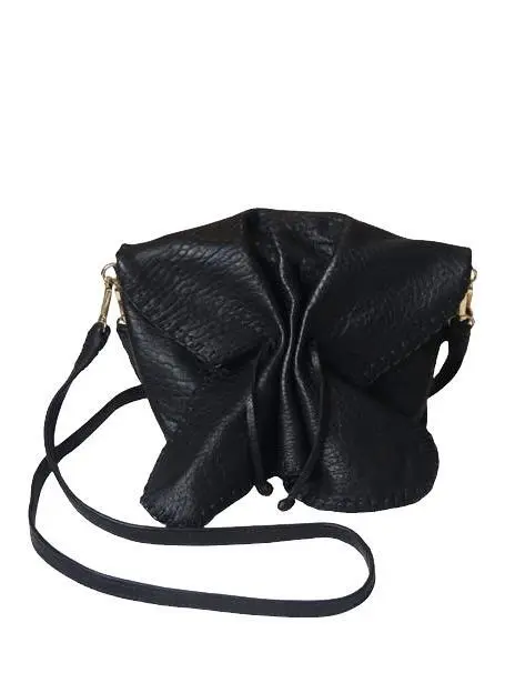 Carlos Falchi Full Butterfly Lambskin Crossbody Bag - Black Obsidian