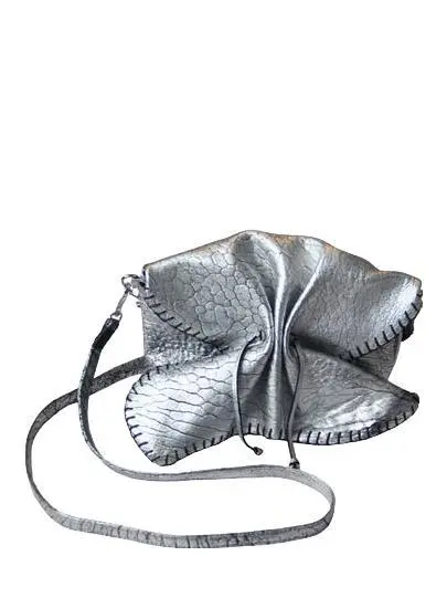Carlos Falchi Full Butterfly Lambskin Crossbody Bag - Liquid Silver
