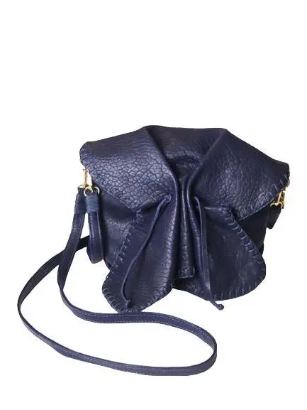 Carlos Falchi Full Butterfly Lambskin Crossbody Bag - Navy