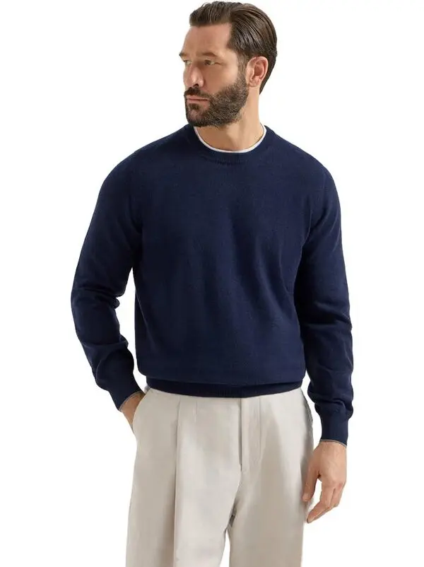 Brunello Cucinelli Cashmere Crewneck Sweater - Navy Blue