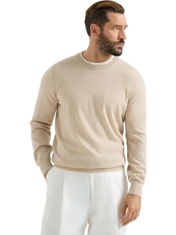 Brunello Cucinelli Cashmere Crewneck Sweater - Sand