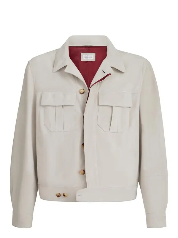 Brunello Cucinelli Suede Jacket - Sand