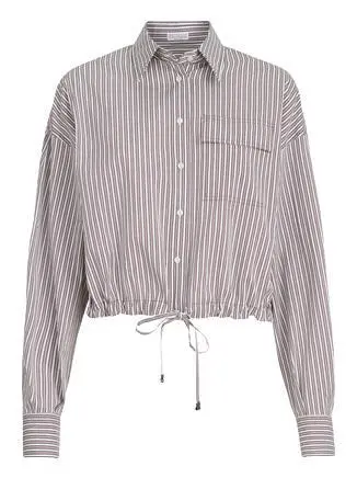 Brunello Cucinelli Striped Poplin Shirt - Bordeaux