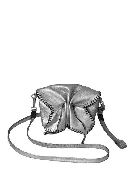 Carlos Falchi Mini Butterfly Lambskin Convertible Crossbody Bag - Liquid Silver