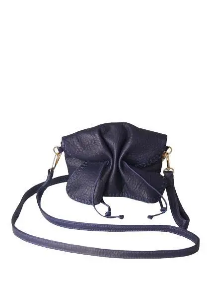 Carlos Falchi Mini Butterfly Lambskin Convertible Crossbody Bag - Navy