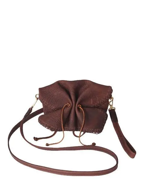 Carlos Falchi Mini Butterfly Lambskin Convertible Crossbody Bag - Wax Brown