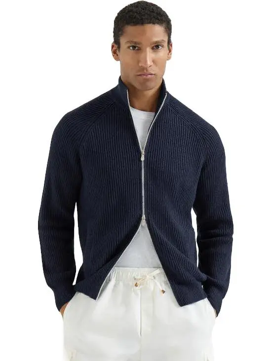 Brunello Cucinelli Malfilé Cotton Cardigan - Blue