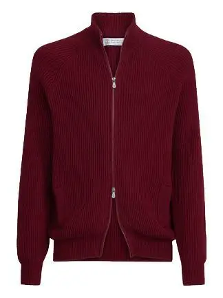 Brunello Cucinelli Malfilé Cotton Cardigan - Cherry