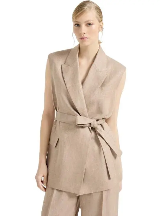 Brunello Cucinelli Twill Vest With Monili - Antique Pink