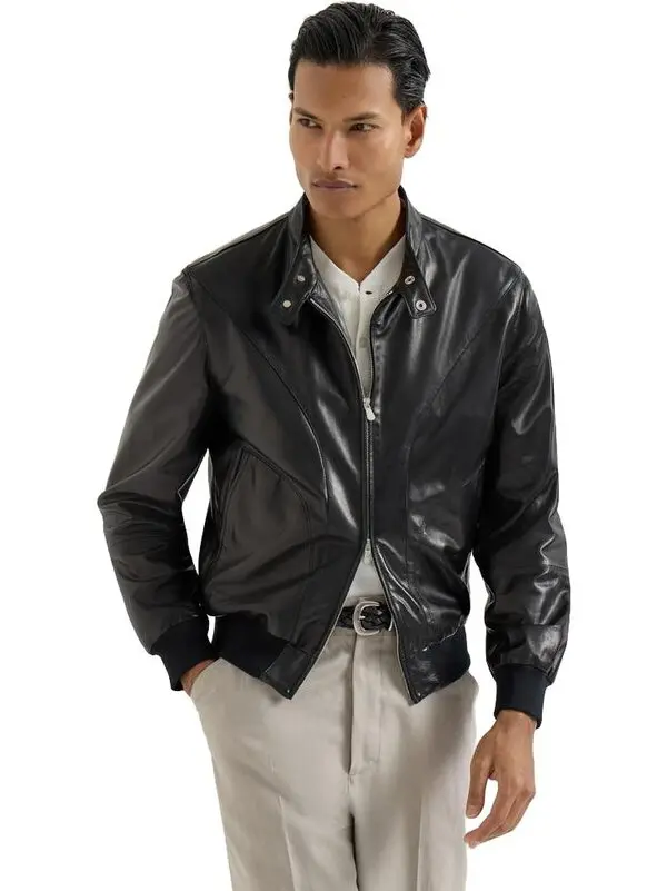 Brunello Cucinelli Nappa Leather Jacket - Black