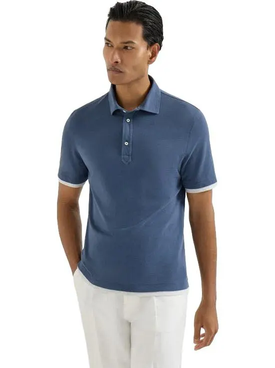 Brunello Cucinelli Piqué Polo Shirt - Azure