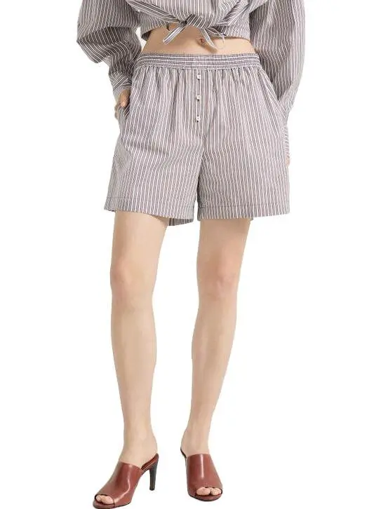 Brunello Cucinelli Pyjama-style Striped Shorts - Bordeaux