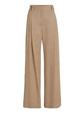 Brunello Cucinelli Wide Leg Cotton Twill Trousers - Desert