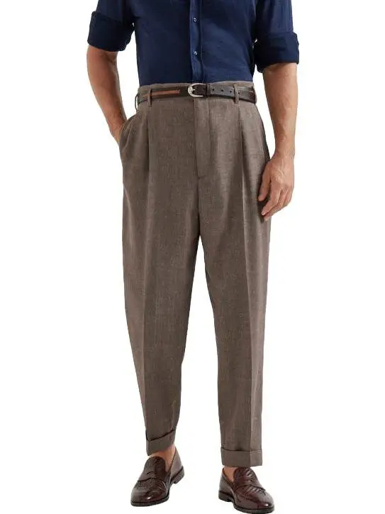 Brunello Cucinelli Chevron Trousers - Hazelnut