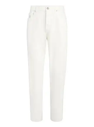 Brunello Cucinelli Garment-dyed Denim Trousers - Snow