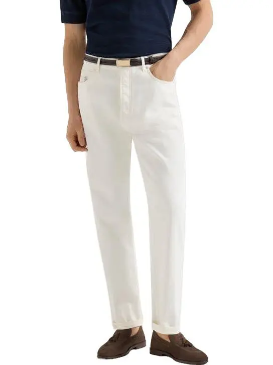 Brunello Cucinelli Garment-dyed Denim Trousers - Snow